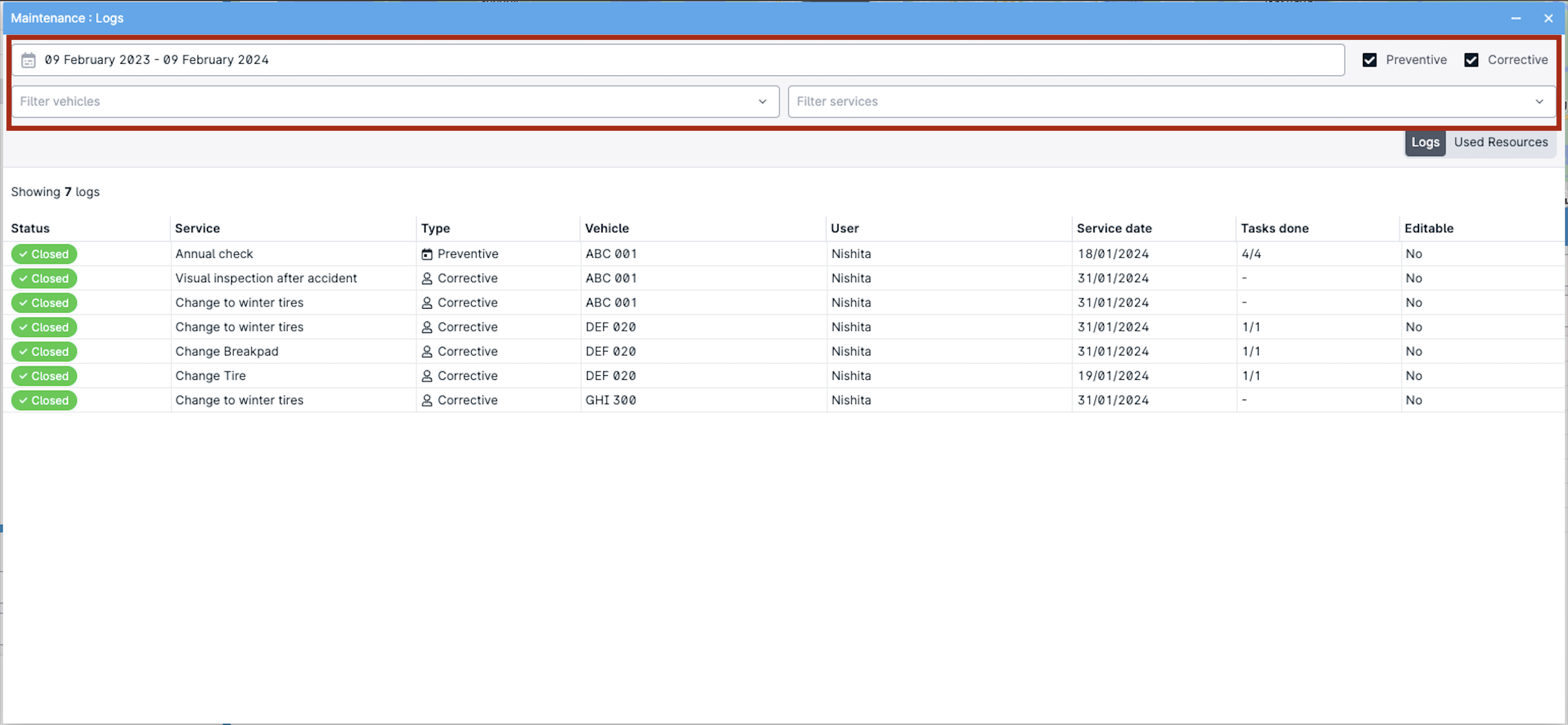 Maintenance - View Logs of historical maintenance services – GpsGate Support