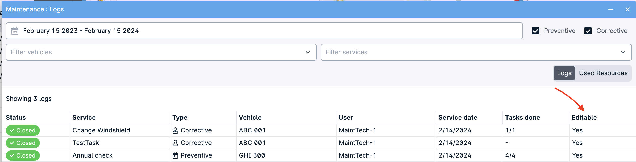 Maintenance - View Logs of historical maintenance services – GpsGate Support