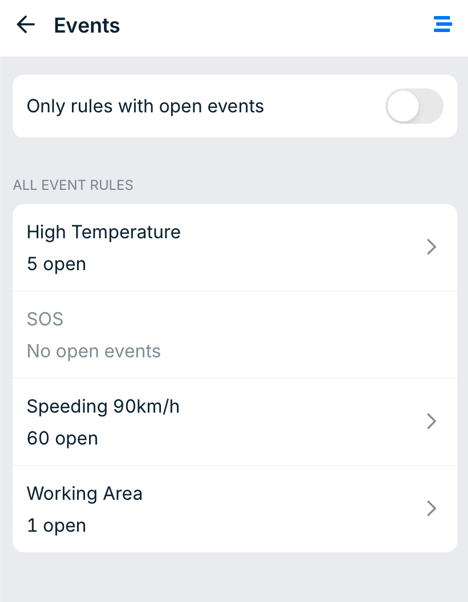 Aplicación Fleet: Reglas de eventos – Soporte GpsGate