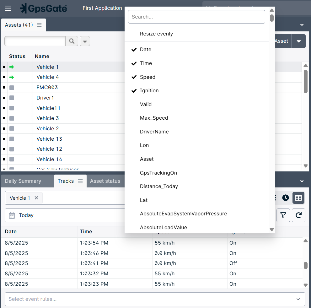 How to add columns to your panels in your application – GpsGate Support