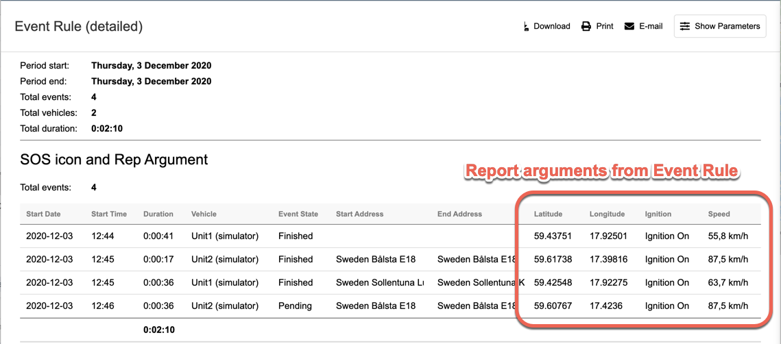 Report arguments - passing parameters to your event-based reports – GpsGate Support